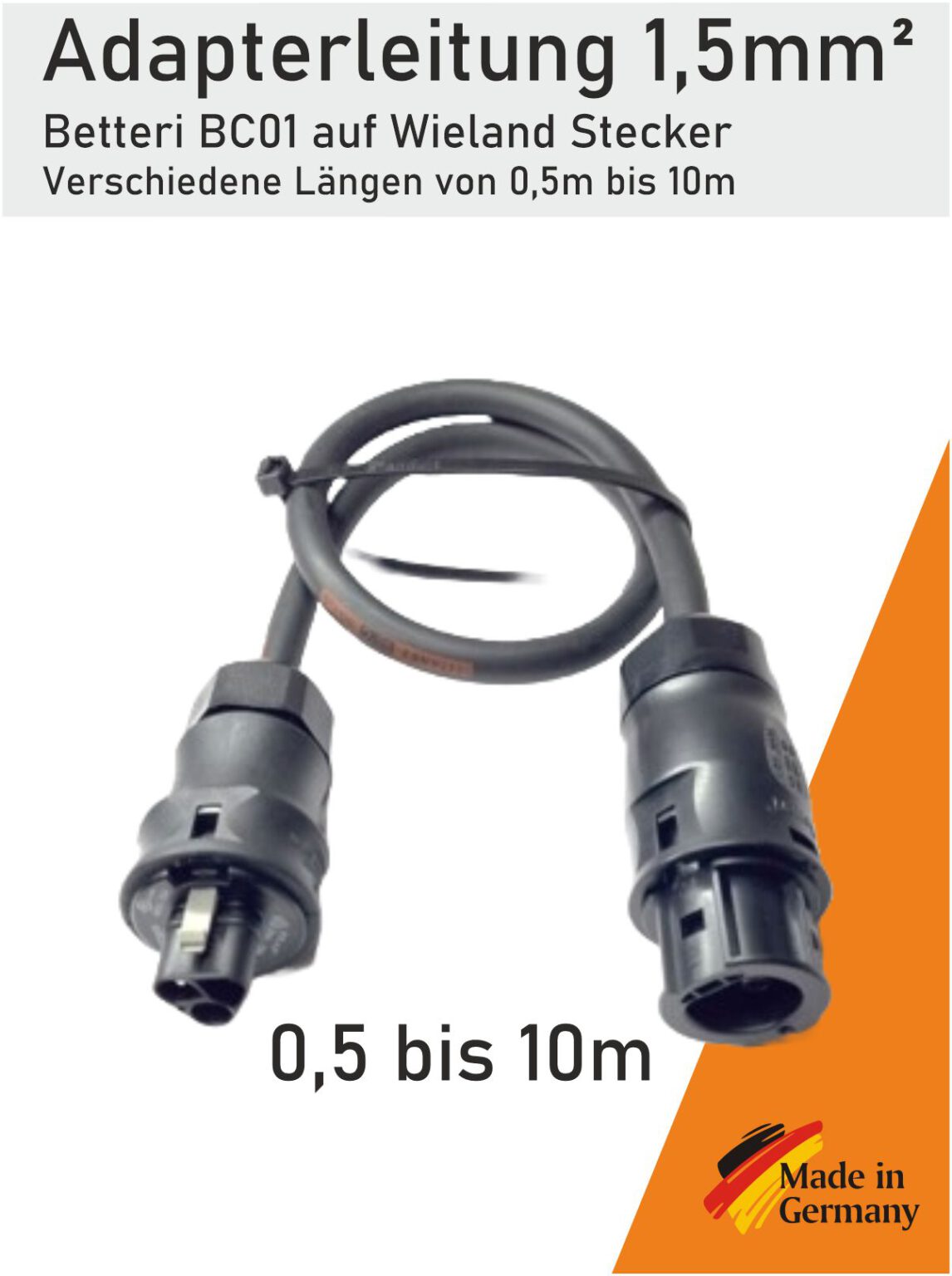 Netz-Anschlussleitung 1-5m: Betteri BC05 & Wieland-Stecker