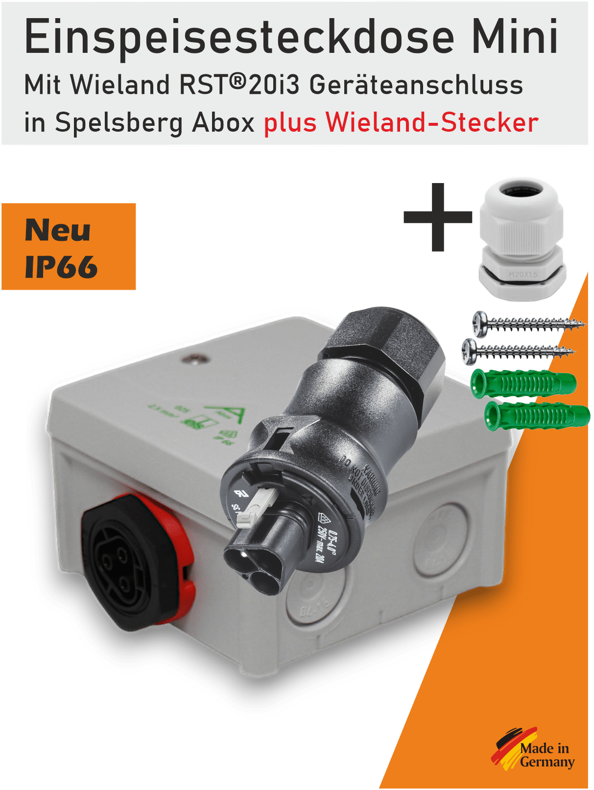 Gridbox mit Wieland-RST®, FI-Schutzschalter & Leistungsmesser