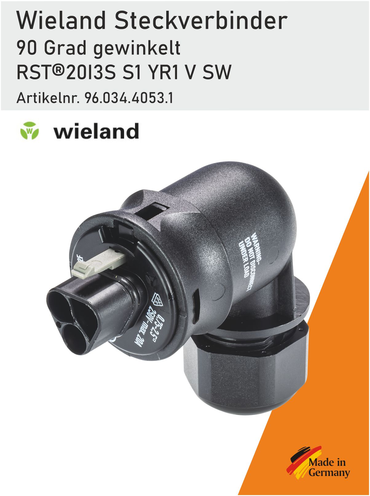 Wieland Steckverbindung Stecker (90 Grad gewinkelt) RST20 3S S1 YR1 V ...