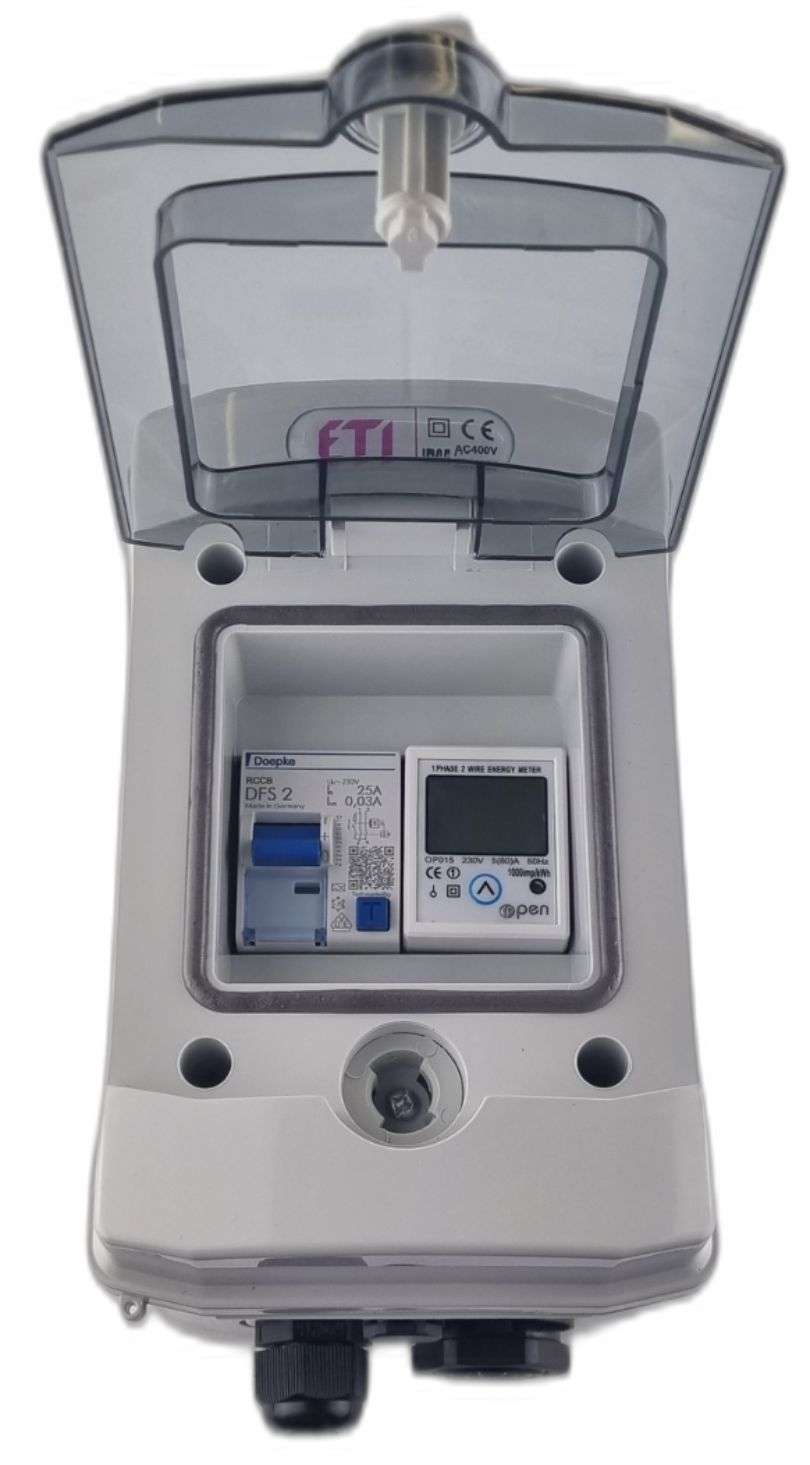 Gridbox mit Wieland-RST®, FI-Schutzschalter & Leistungsmesser