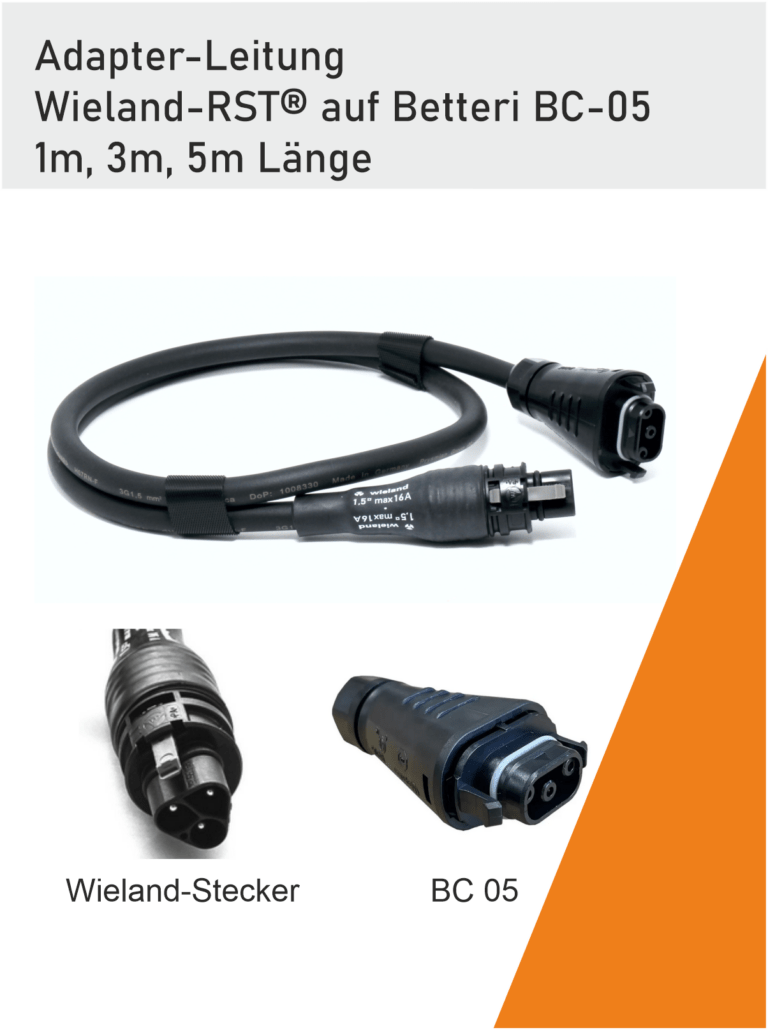 Netz-Anschlussleitung 1-5m: Betteri BC05 & Wieland-Stecker